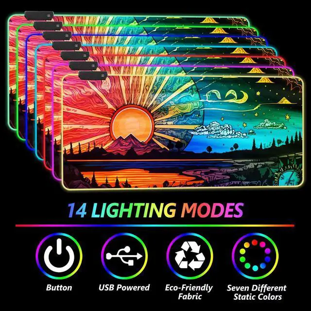 DINKY RGB Mouse Pad Large, Led Gaming Mousepad Glowing Mat Colorful ...