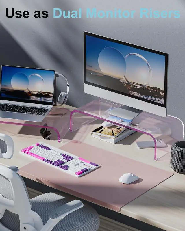 ERGO COLLECT Acrylic Dual Monitor Stand Riser 2 Tier, Modular Laptop ...