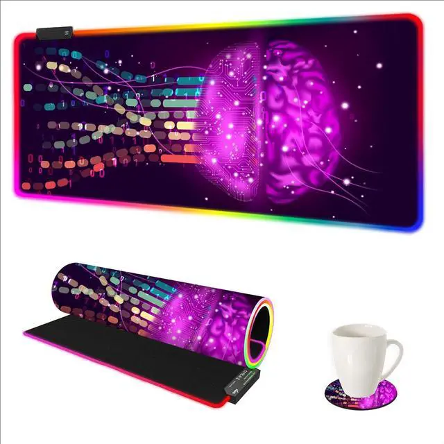 ARTSO Purple RGB Gaming Mouse Pad, XXL Large Extended Glowing Led ...