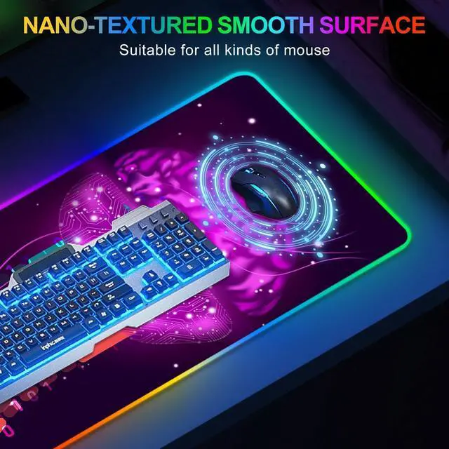 ARTSO Purple RGB Gaming Mouse Pad, XXL Large Extended Glowing Led ...