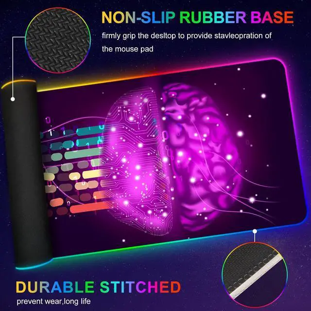ARTSO Purple RGB Gaming Mouse Pad, XXL Large Extended Glowing Led ...