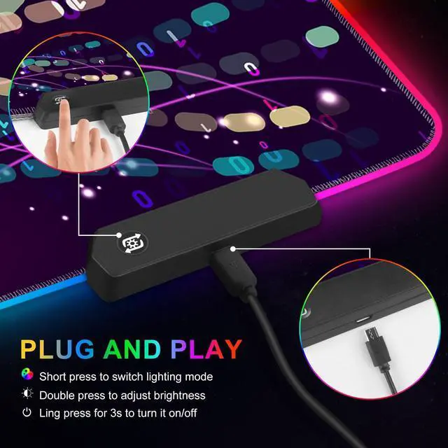 ARTSO Purple RGB Gaming Mouse Pad, XXL Large Extended Glowing Led ...