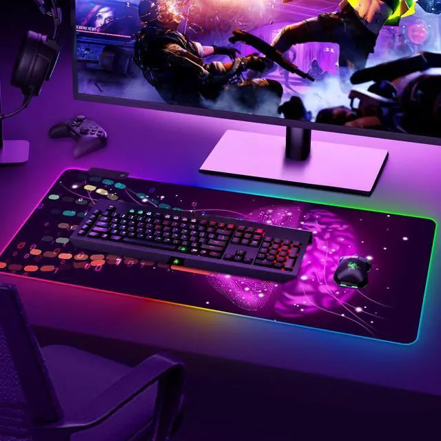 ARTSO Purple RGB Gaming Mouse Pad, XXL Large Extended Glowing Led ...