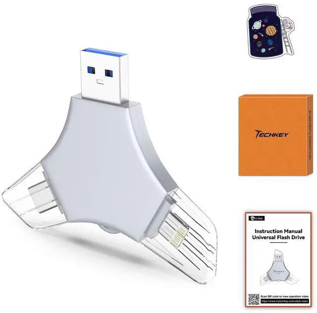 USB 3.0 Flash Drive 64gb for iPhone, 3in1 External Memory Picture ...