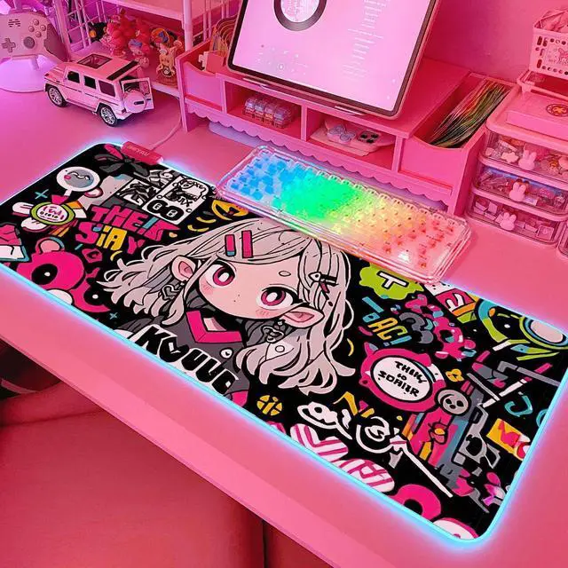 JMIYAV Pink RGB Gaming Mouse Pad 31.5x12 Inch PC XL Large Extended ...