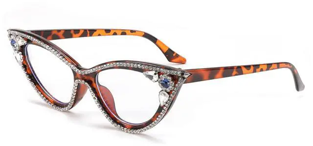 FEISEDY Diamond Blue Light Blocking Glasses Cat Eye Rhinestone Women ...