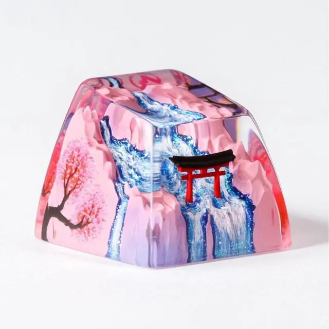 Japanese Shrine Artisan Keycap Red Torii Gate Spring Sakura Waterfall ...