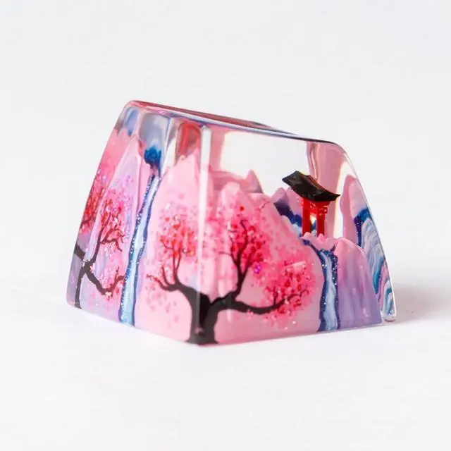 Japanese Shrine Artisan Keycap Red Torii Gate Spring Sakura Waterfall ...