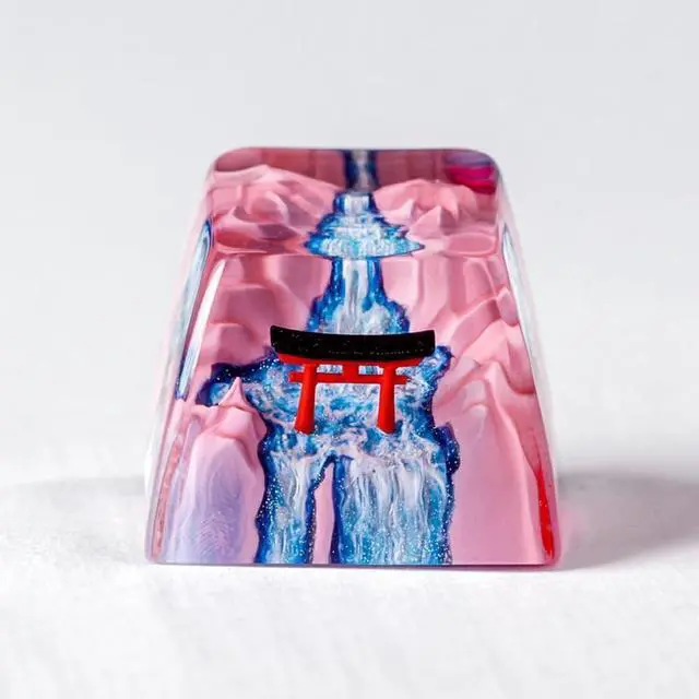 Japanese Shrine Artisan Keycap Red Torii Gate Spring Sakura Waterfall ...