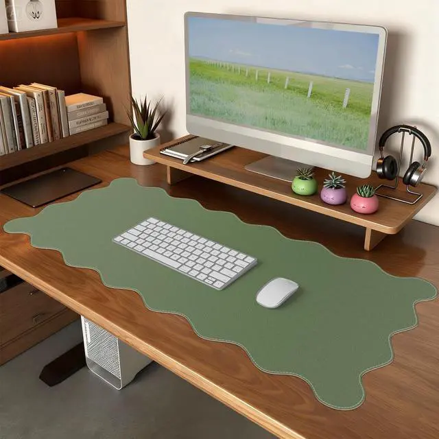 iCasso Leather Mouse Pad,Extra Large Desk Pad with Stitched Edges,Cute ...