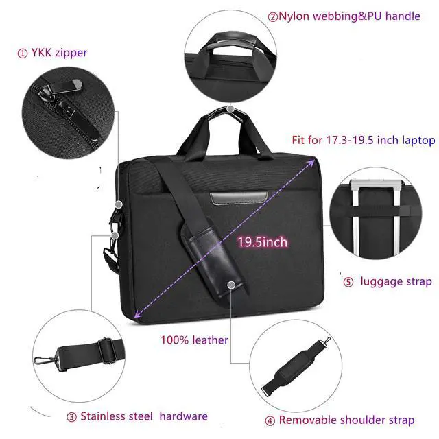 WUHBJJXY Premium Black,17.3-18.4Inch Laptop Briefcase with Cross-Body ...