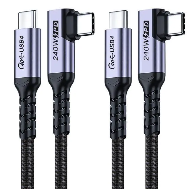 SUMPK USB4 Cable 3.3FT 2 Packs, 240W USB C to USB C Cable Right Angle ...