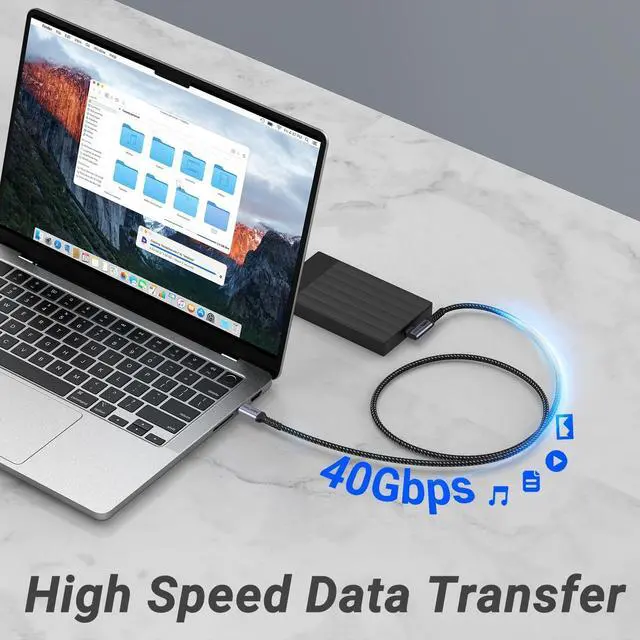 SUMPK USB4 Cable 3.3FT 2 Packs, 240W USB C to USB C Cable Right Angle ...