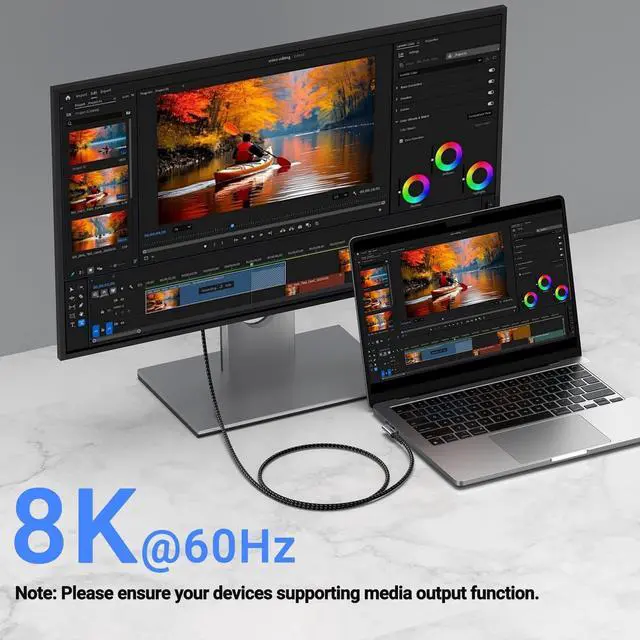 SUMPK USB4 Cable 3.3FT 2 Packs, 240W USB C to USB C Cable Right Angle ...