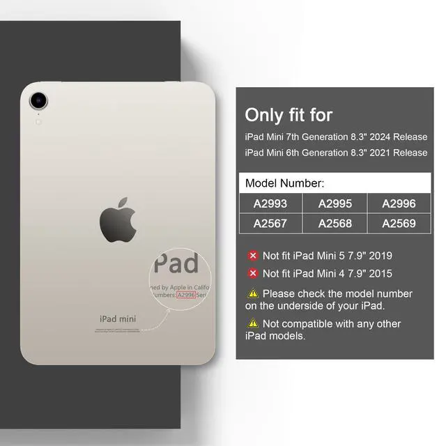 MecBevia for iPad mini 7 (A17 Pro) 8.3-inch 2024(Models A2995/A2996 ...