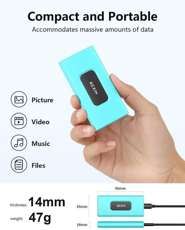 KEXIN External SSD 1TB External Hard Drive USB C Portable SSD, Up to ...