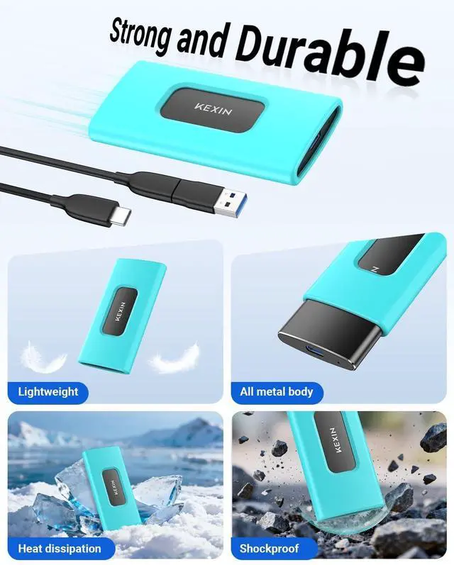 KEXIN External SSD 1TB External Hard Drive USB C Portable SSD, Up to ...