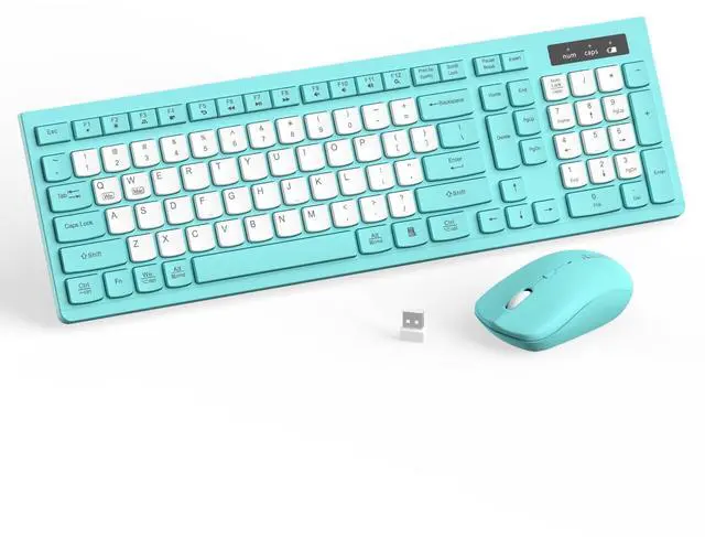 Wireless Keyboard and Mouse Combo, Full-Sized Quiet Wireless Keyboard ...