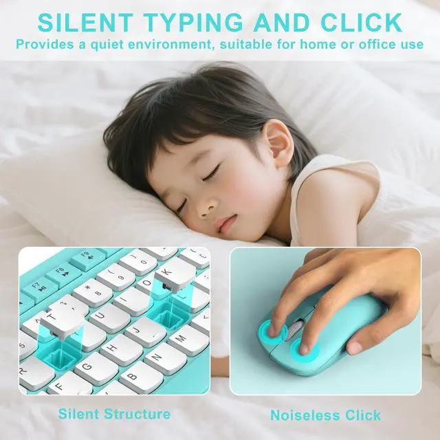 Wireless Keyboard and Mouse Combo, Full-Sized Quiet Wireless Keyboard ...