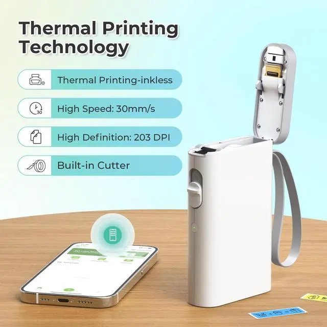 Nelko Label Maker Machine with Tape, P21 Bluetooth Label Printer with 3 ...