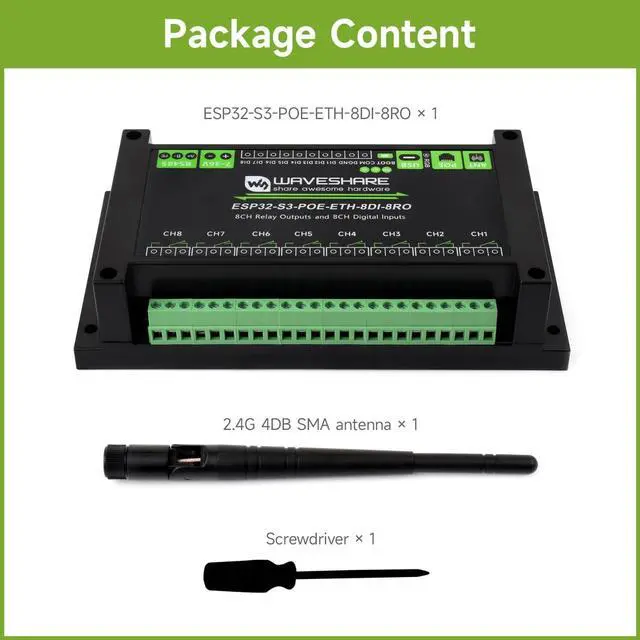 Waveshare Industrial 8-Channel ESP32-S3 WiFi Relay Module, Isolated ...