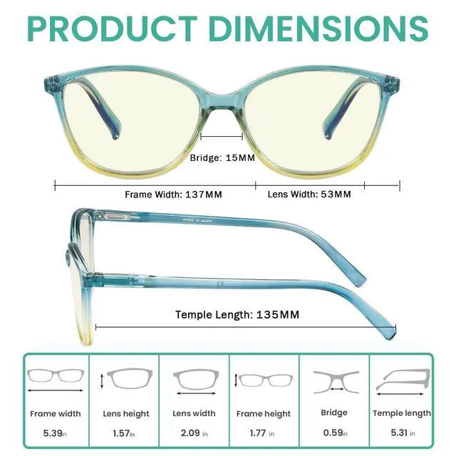 Eyekepper 10 Pack Blue Light Blocking Reading Glasses Cat Eye Computer ...