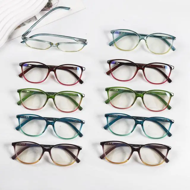 Eyekepper 10 Pack Blue Light Blocking Reading Glasses Cat Eye Computer ...