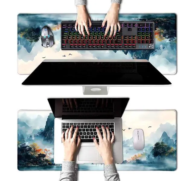 Japanese Mountain Landscape Painting Large Mouse Pad, Desk Mat Computer ...