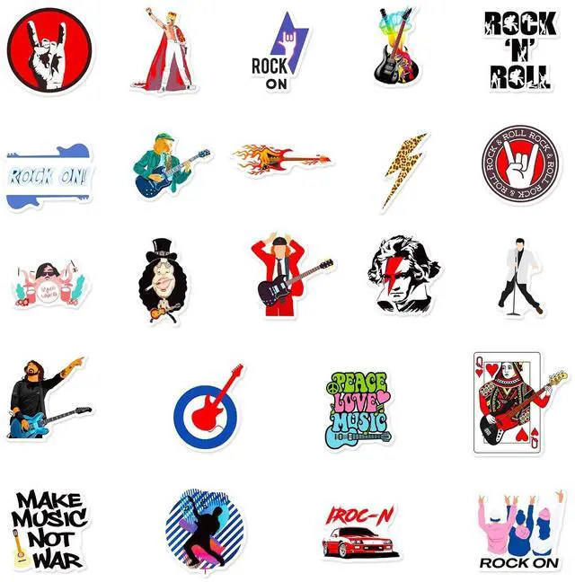 iuiYimu Rock and Roll Stickers, 50 Pcs Heavy Metal Sticker, Punk Rock ...