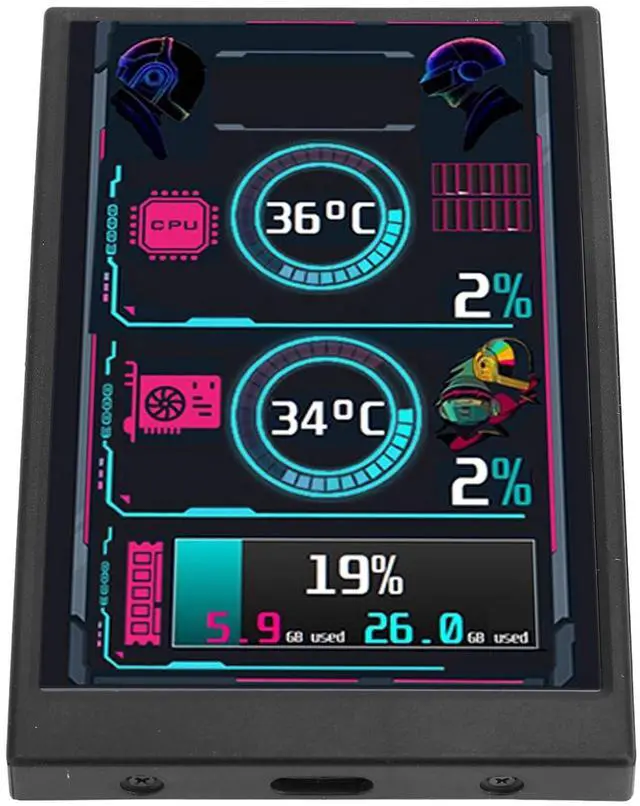 Denash 3.5" Computer Temp Monitor, Secondary Screen Stretched Bar LCD ...