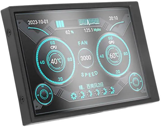 Denash 3.5" Computer Temp Monitor, Secondary Screen Stretched Bar LCD ...
