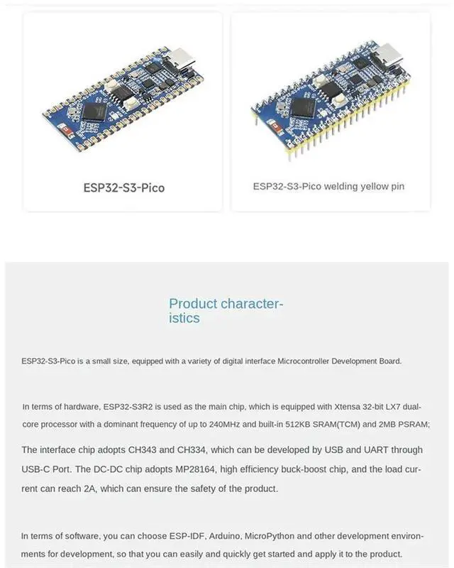 ESP32-S3-Pico-M Microcontroller 2.4GHz Wi-Fi Development Board 240MHz ...