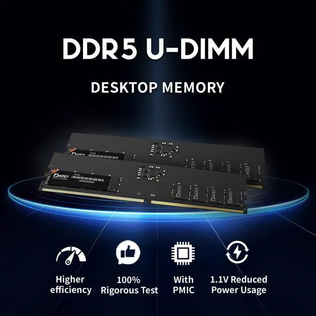 DATO DDR5 UDIMM 64GB Kit 32GBx2 Desktop RAM 5600MHz PC5-44800 CL46 1.1V 288-Pin Non-ECC ...