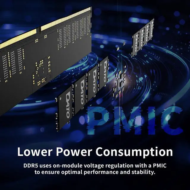 DATO DDR5 UDIMM 64GB Kit 32GBx2 Desktop RAM 5600MHz PC5-44800 CL46 1.1V 288-Pin Non-ECC ...