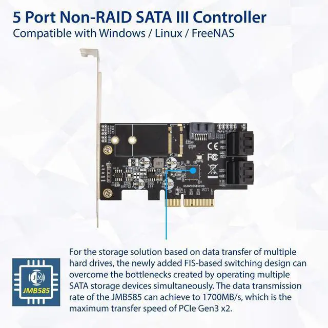 Vszerda Internal 5 Port Non-Raid SATA III 6GB/S Pci-E X4 Controller ...