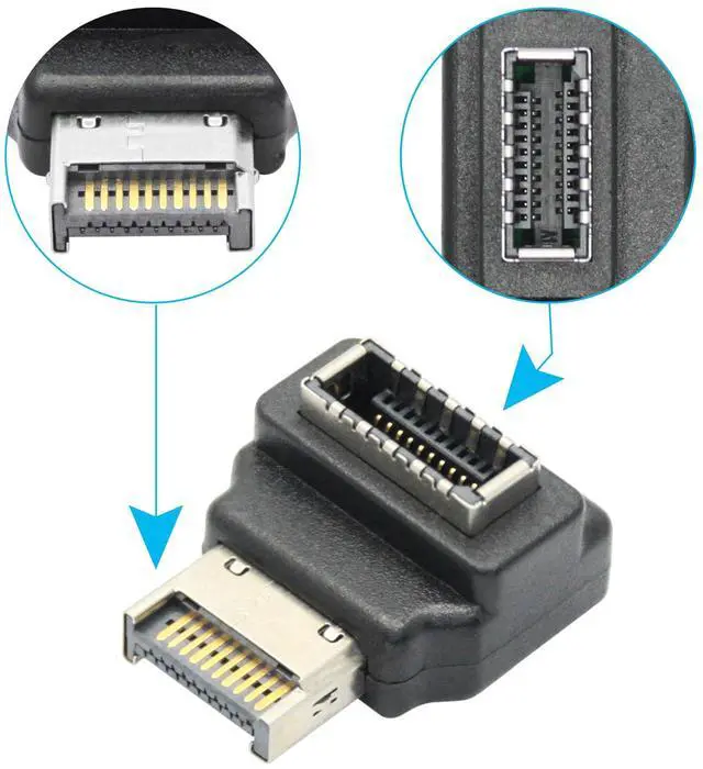 Vszerda 90 Degree USB 3.0 Type E Adapter, Right Angle USB Type E Male ...