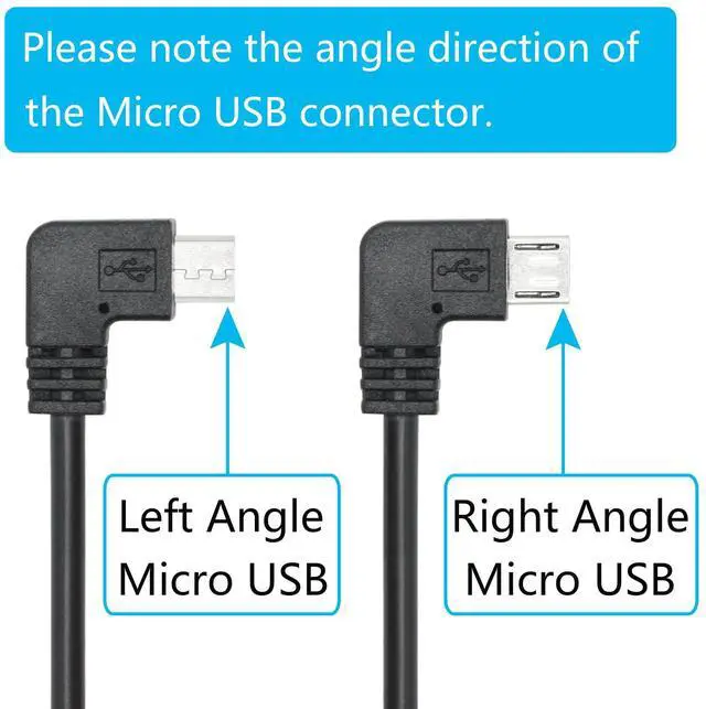 Vszerda 90 Degree Micro USB Power Cable 11FT, Right Angle USB Dash Cam ...