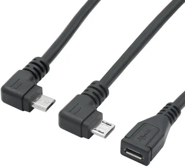 Vszerda Short Micro USB Extension Cable 9inch, 90 Degree Micro USB Left ...