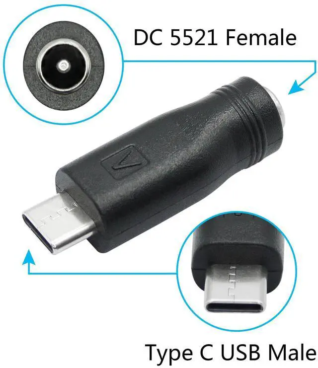 Vszerda DC 5.5mm x 2.1mm to USB C Adapter, 5V DC 5521 Female to USB ...