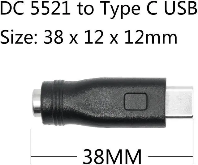 Vszerda DC 5.5mm x 2.1mm to USB C Adapter, 5V DC 5521 Female to USB ...