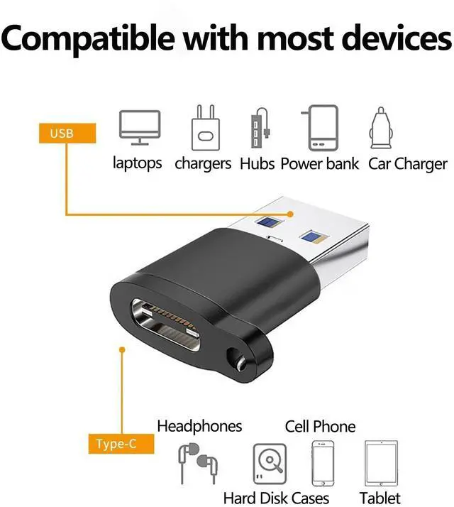 Vszerda USB 3.0 to USB C Adapter 2 Pack,USB C Female to A Male Charger ...