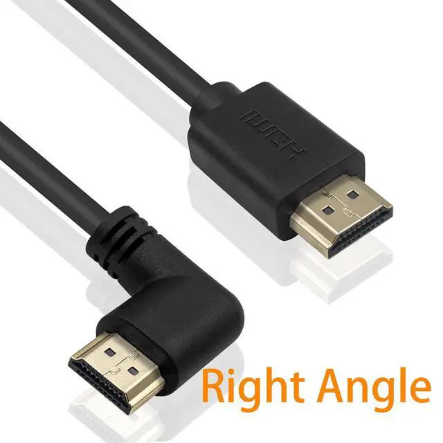 Vszerda HDMI 2.0 Male to Male Cable 90 Degree, 2 Feet / 60cm Gold ...