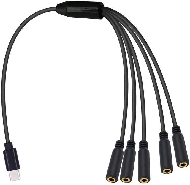 Vszerda USB C to 3.5mm Female Headphone Splitter Cable, 5-in-1 USB Type ...