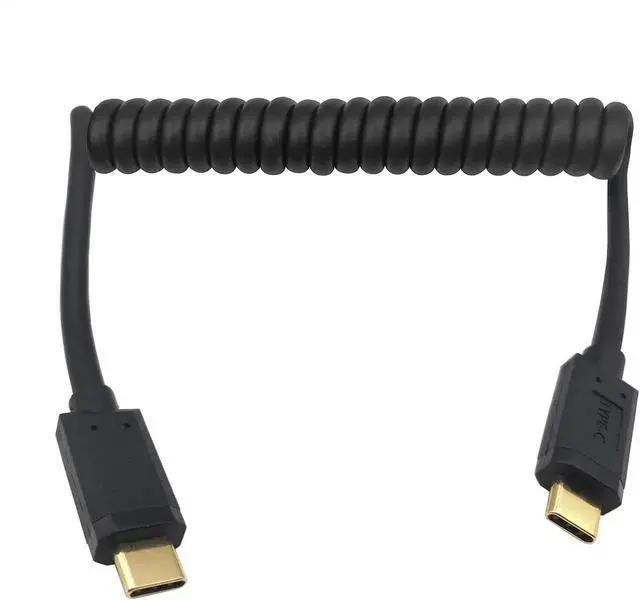 Coiled USB 3.1 Type C Cable, USB-C Male to Male Spring Spiral, 3A ...