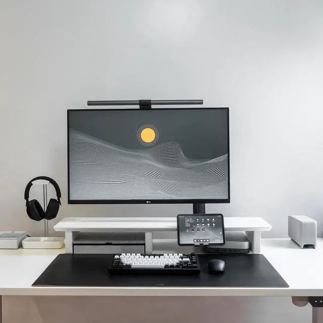 Raico Desk Cockpit Shelf Monitor Stand System Dual Screen Setup Wood ...