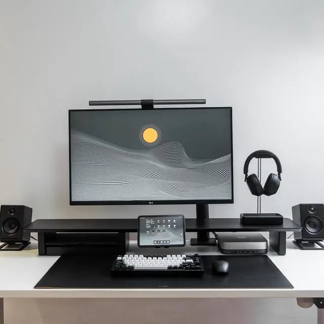 Raico Desk Cockpit Shelf Monitor Stand System Dual Screen Setup Wood ...