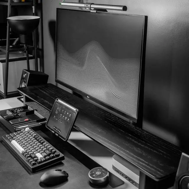 Raico Desk Cockpit Shelf Monitor Stand System Dual Screen Setup Wood ...