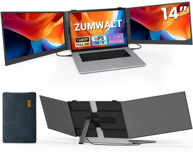 Laptop Screen Extender, Ultra Thin 14" 1080P FHD Triple Portable ...