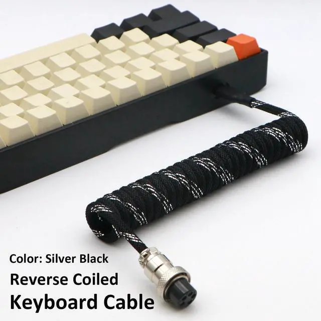 KCSJXF Reverse Coiled Type-C Cable for Gaming Keyboard, Double-Sleeved ...