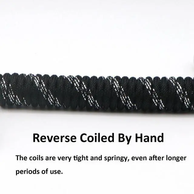 KCSJXF Reverse Coiled Type-C Cable for Gaming Keyboard, Double-Sleeved ...